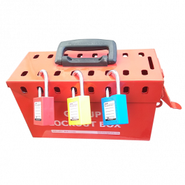 KRM LOTO – PORTABLE GROUP LOCKOUT BOX-RED (16 LOCKABLE HOLES) WITHOUT ...