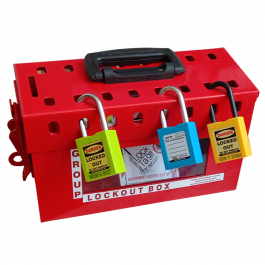 GROUP LOCKOUT BOX WITH TRANSPARENT CUT OUT AT BOTH SIDE