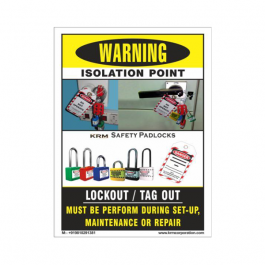 KRM LOTO LOCKOUT TAGOUT SIGNS - WALL MOUNTED (SET OF 10 PCS)(450 mm x ...