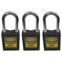 OSHA Safety Lock Tag Padlock - Metal Shackle with Alike Key (Set of 3 pcs)