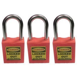 OSHA Safety Lock Tag Padlock - Metal Shackle with Alike Key (Set of 3 pcs)