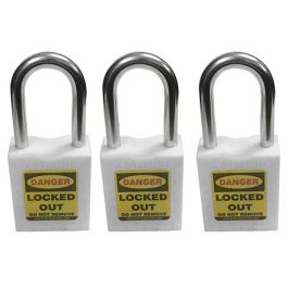 OSHA Safety Lock Tag Padlock - Metal Shackle with Alike Key (Set of 3 pcs)