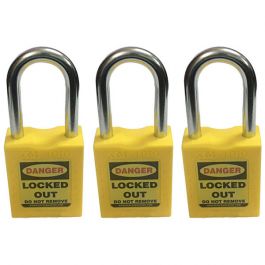 OSHA Safety Lock Tag Padlock - Metal Shackle with Alike Key (Set of 3 pcs)