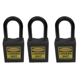 OSHA Safety Lock Tag Padlock - Nylon Shackle with Alike Key (Set of 3 pcs)