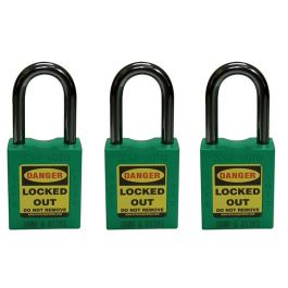 OSHA Safety Lock Tag Padlock - Nylon Shackle with Alike Key (Set of 3 pcs)
