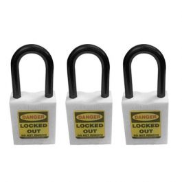 OSHA Safety Lock Tag Padlock - Nylon Shackle with Alike Key (Set of 3 pcs)