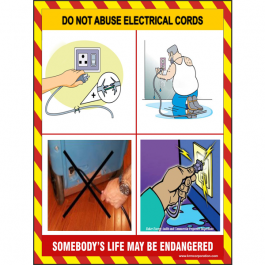 KRM LOTO - DO NOT ABUSE CORDS SAFETY POSTER (ACP SHEET) 4ft X 3ft